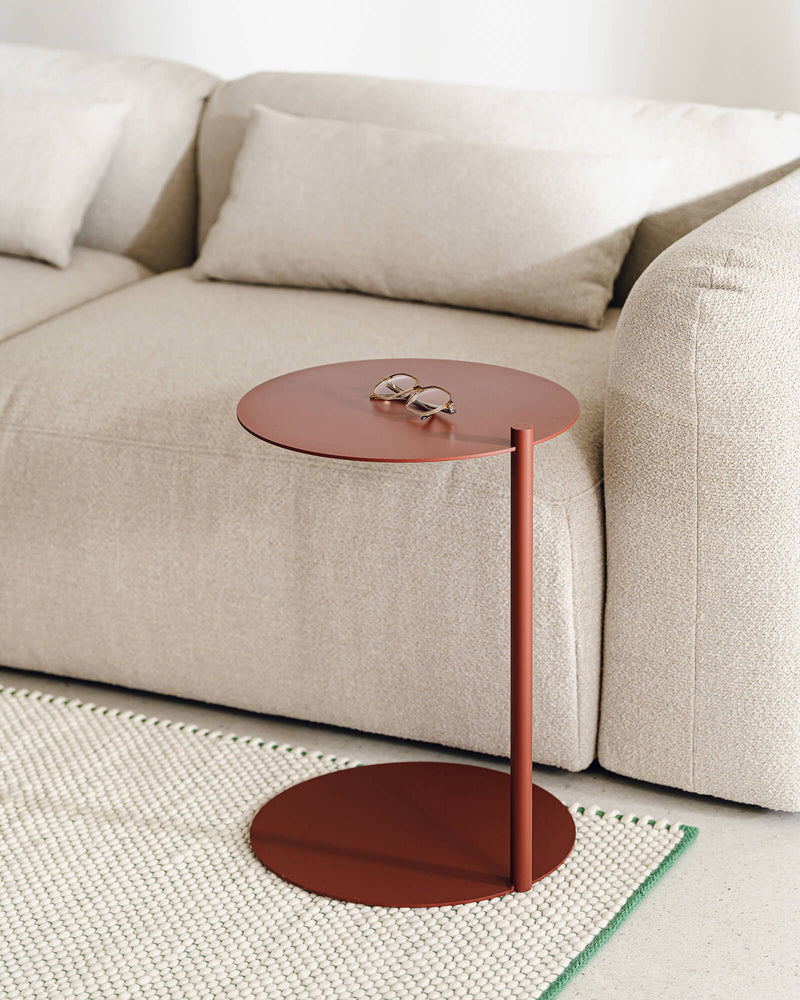 Ande Side Table – burgundy - modern compact steel table - noo.ma