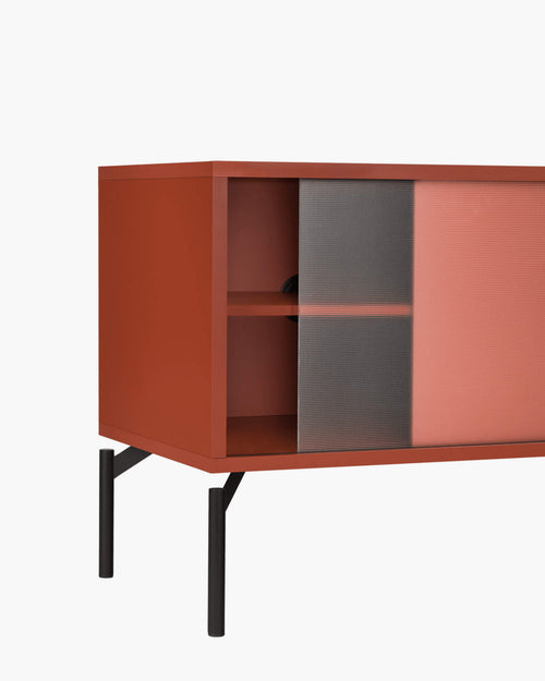 Met Mini TV Stand - simple small red TV unit with storage - noo.ma
