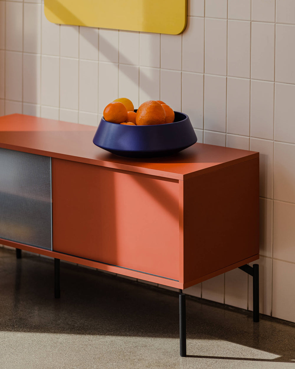 Met Mini TV Stand - simple small red TV unit with storage - noo.ma