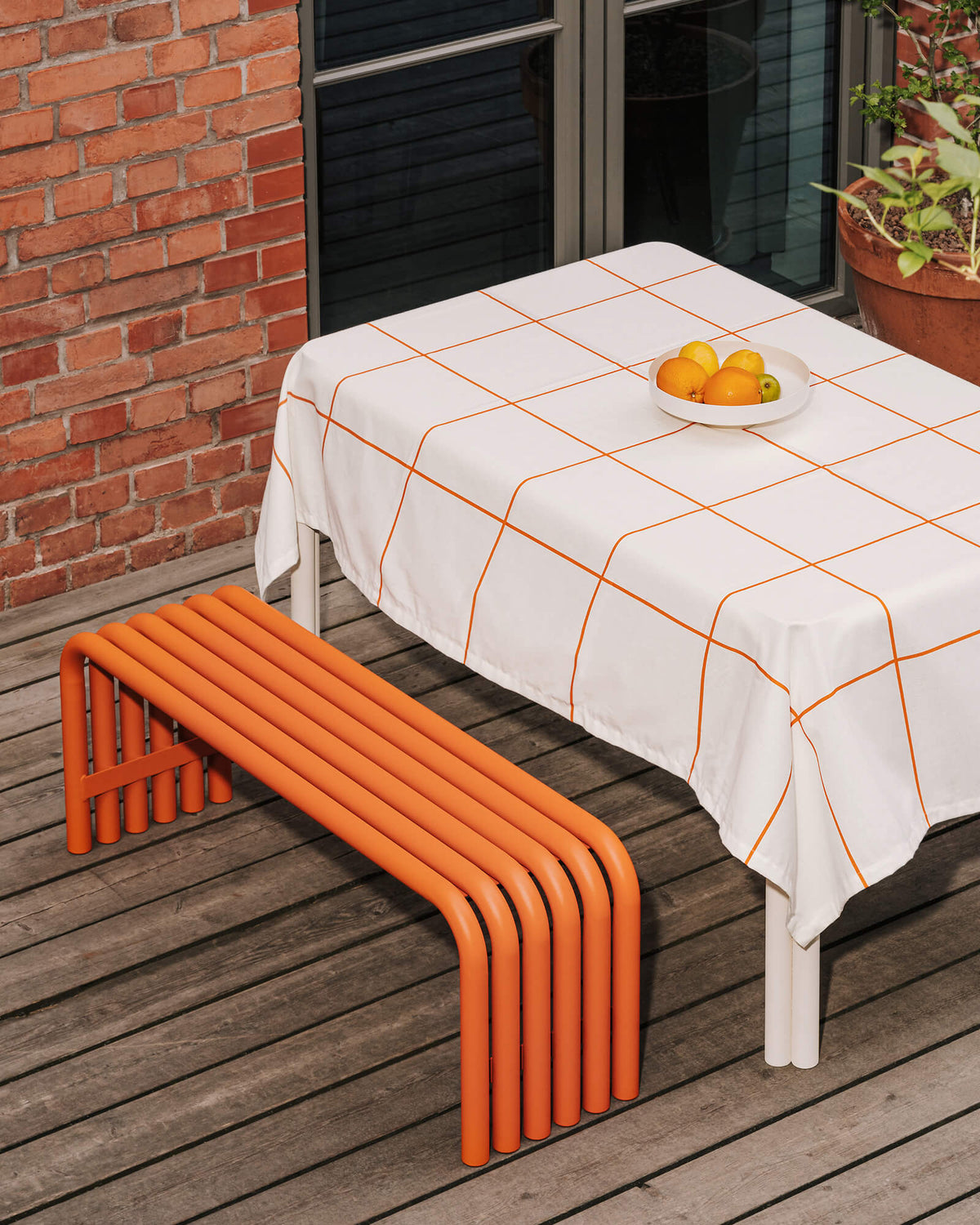 Nokk Bench - Orange Peel - vibrant bench for garden - noo.ma