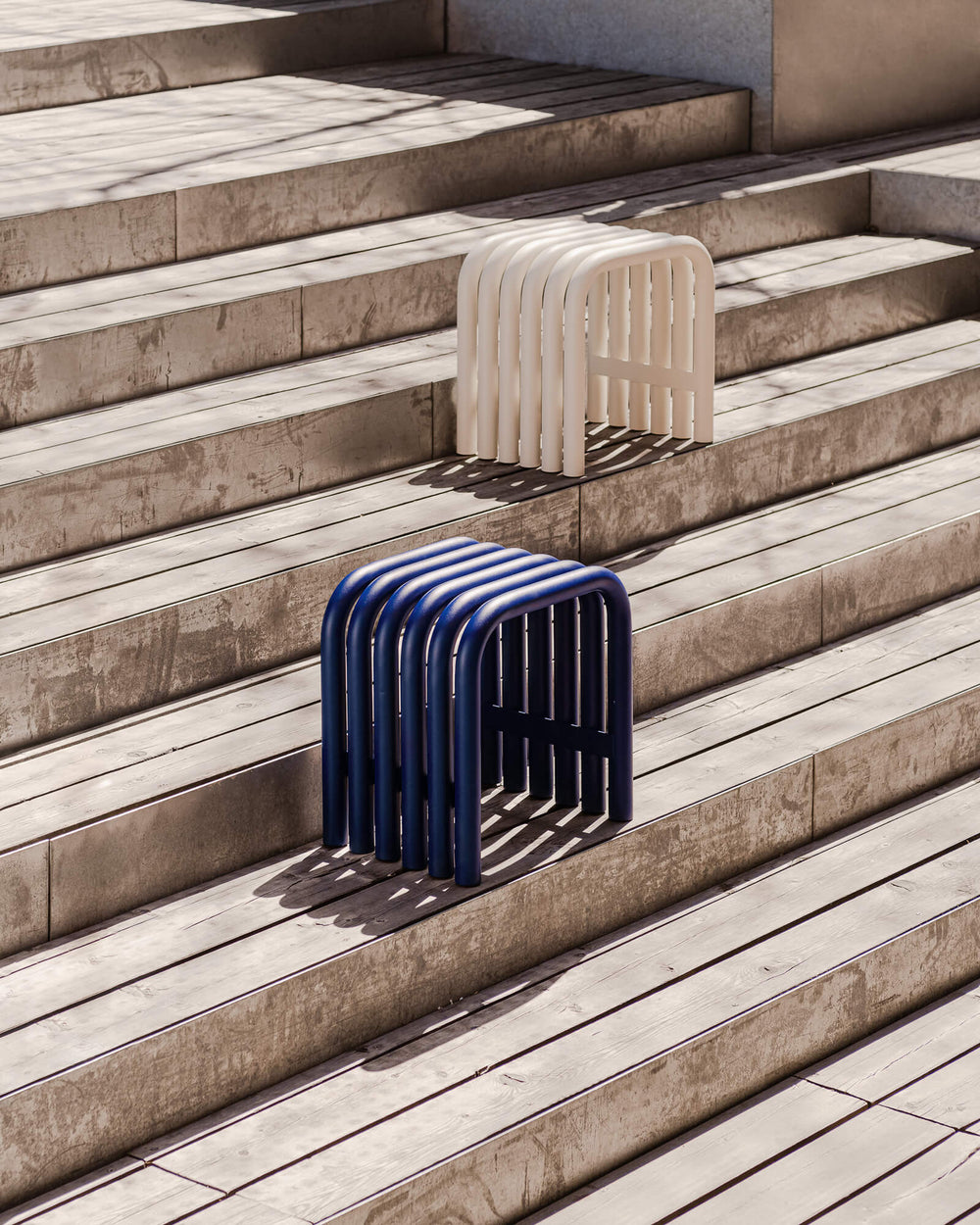 Nokk Stool - blue steel stool for living room and garden