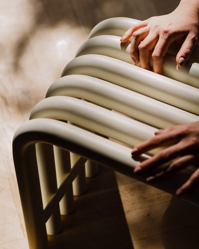 Nokk Stool - blue steel stool for living room and garden