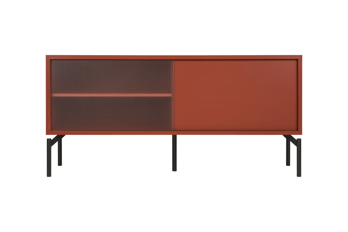 Met Mini TV Stand - simple small red TV unit with storage - noo.ma