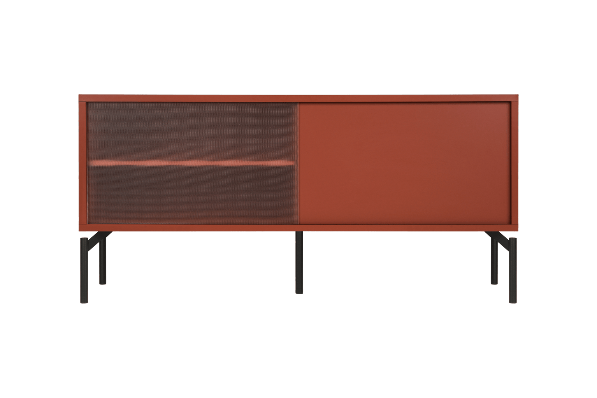 Met Mini TV Stand - simple small red TV unit with storage - noo.ma