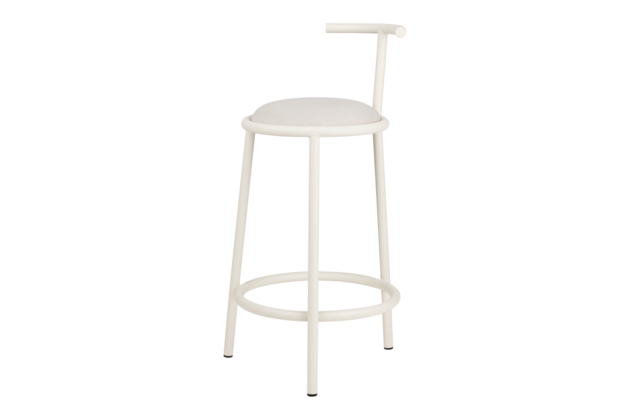 Hogo Bar Stool - beige - steel bar chair, upholstered seat - noo.ma